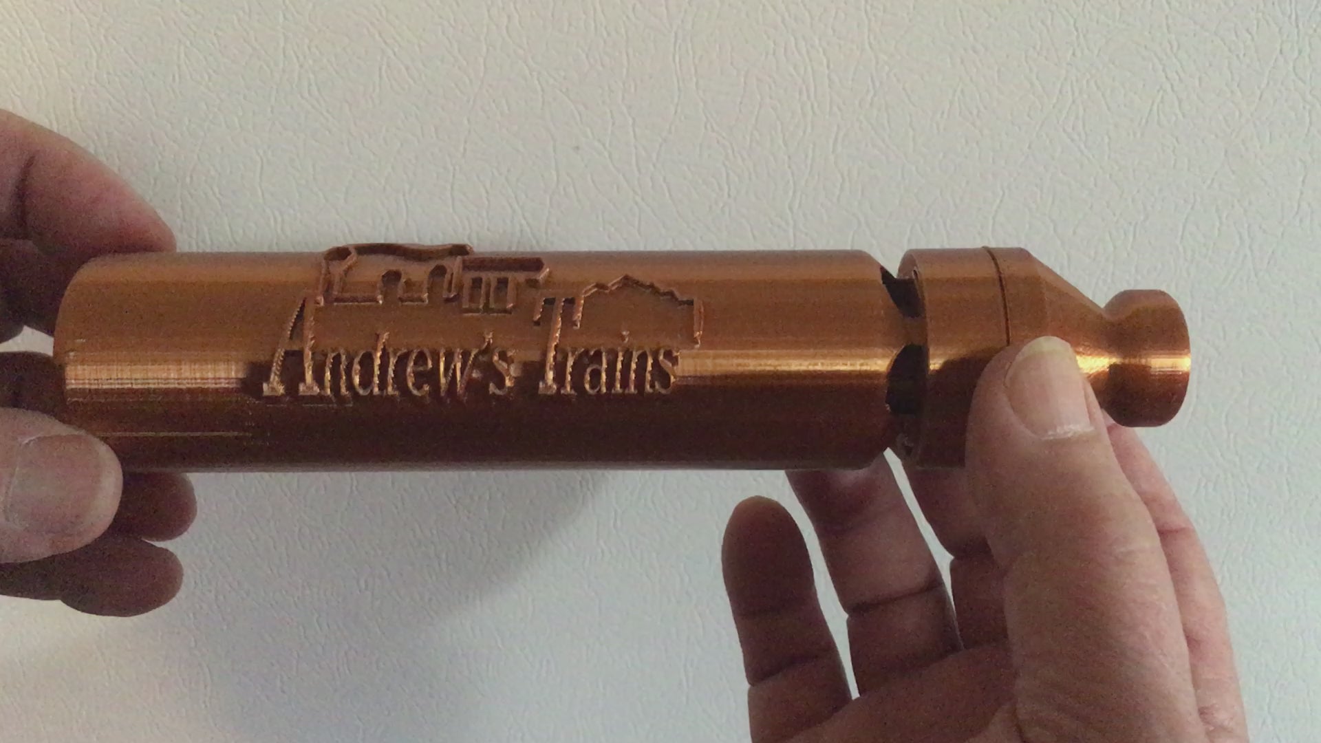 5 Chime Whistle 3D printed with Andrew's Trains Logo